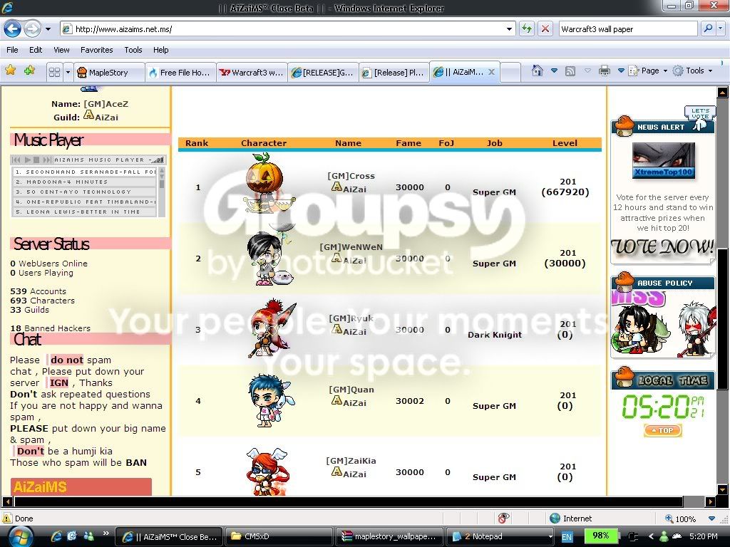 [RELEASE]GM Rankings with Avatar for s0what's CMS | RaGEZONE - MMO ...