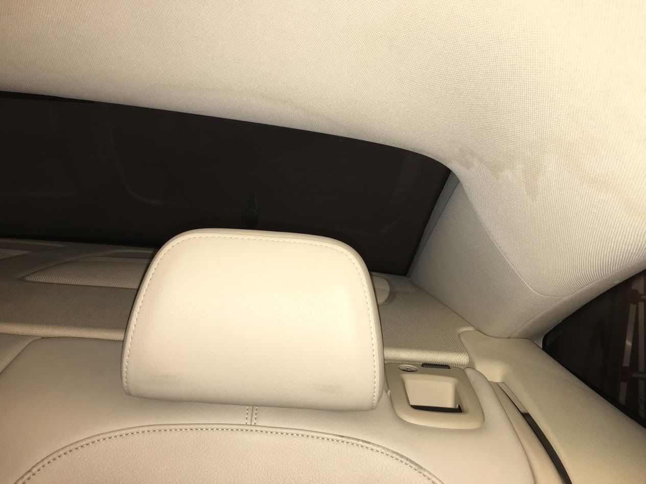 Headliner Stain: Rear Window Leak